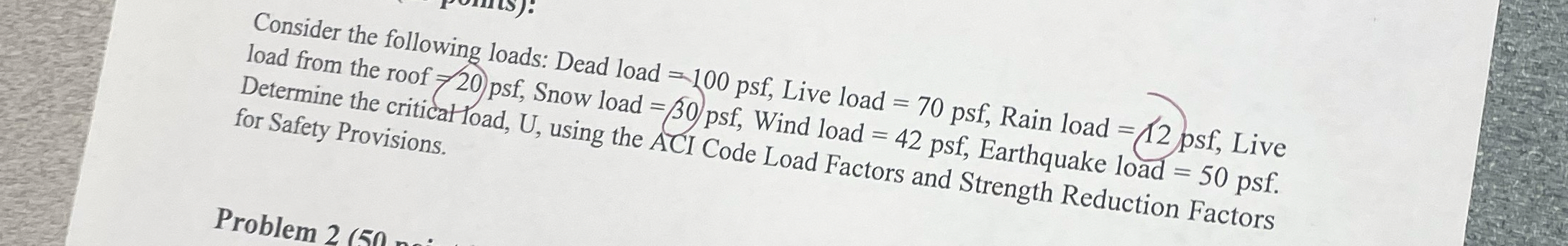 Solved Consider the following loads: Dead load =100psf, | Chegg.com