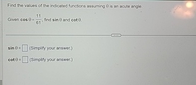 Solved Find the values of the indicated functions assuming θ | Chegg.com