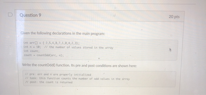 Solved D Question 9 20 pts Given the following declarations | Chegg.com