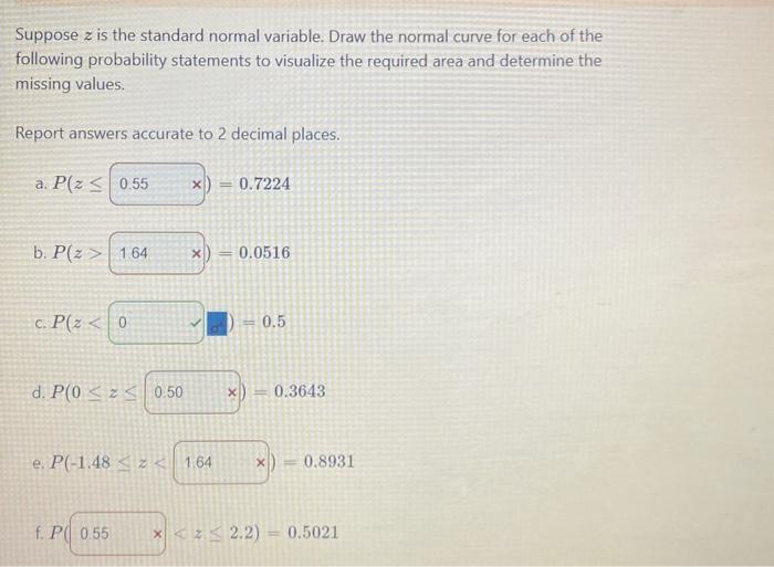 Solved Suppose z is the standard normal variable. Draw the | Chegg.com