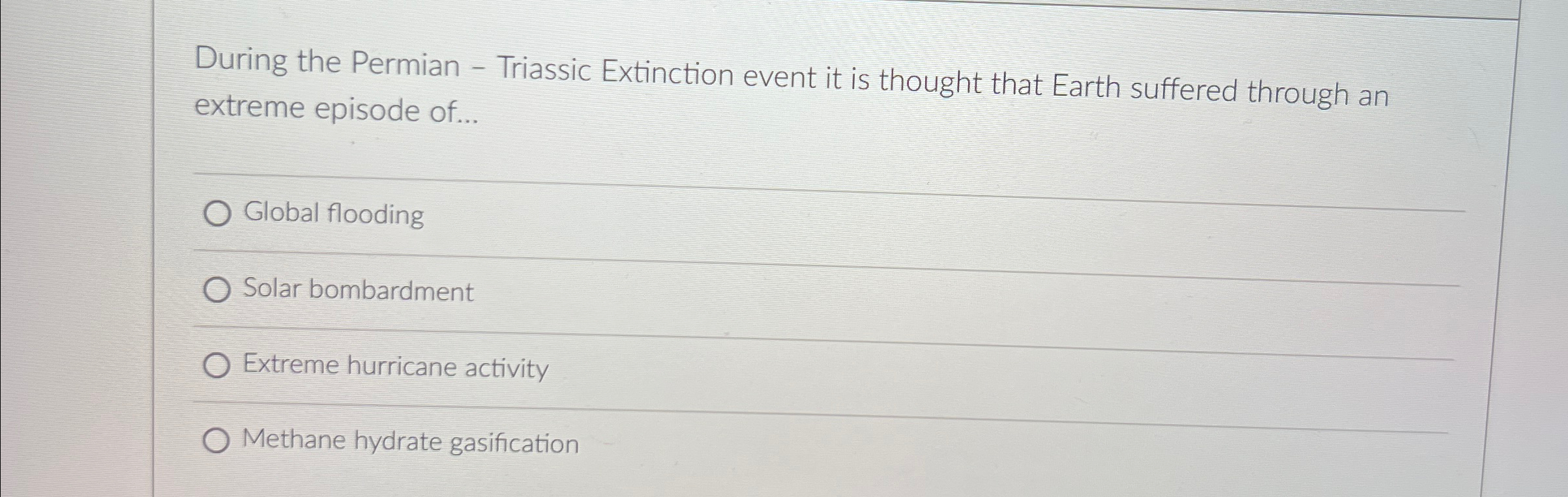 Solved During the Permian - ﻿Triassic Extinction event it is | Chegg.com