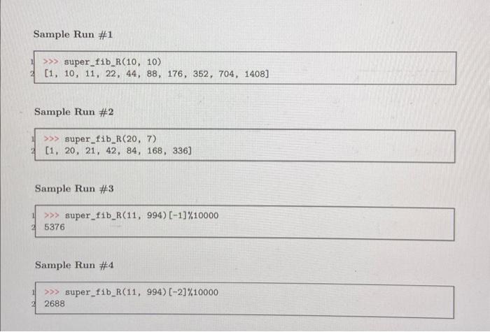 Solved Question 1: Super Fibonacci Sequence A super | Chegg.com