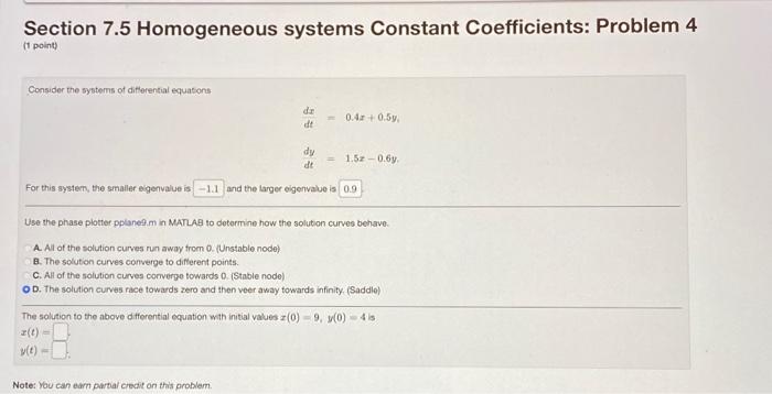 Solved Section 7.5 Homogeneous systems Constant | Chegg.com