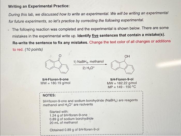 Solved Writing an Experimental Practice: During this lab, we | Chegg.com