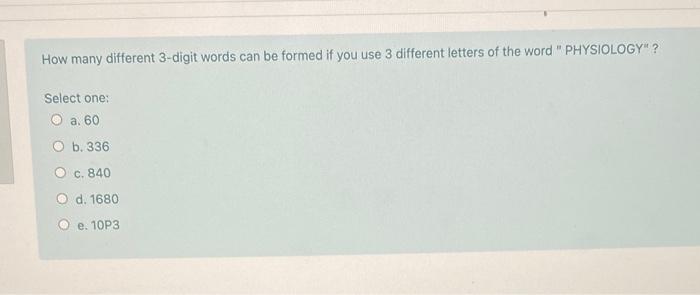 Solved How many different 3-digit words can be formed if you | Chegg.com