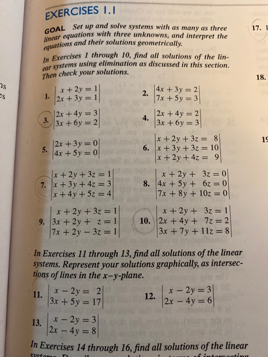 Solved EXERCISES 1.1 17. 18. 7s es 2. GOAL Set up and solve | Chegg.com