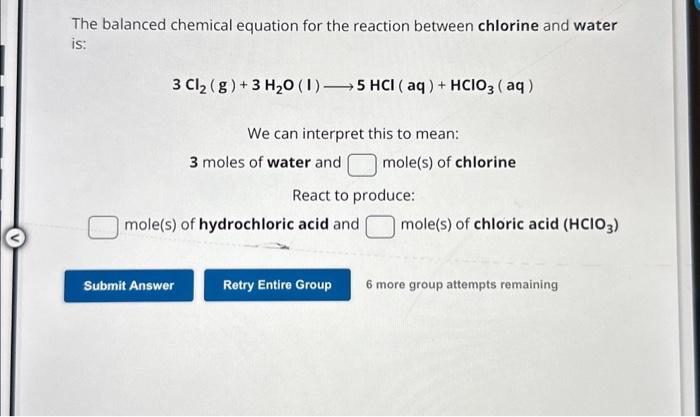 Solved The balanced chemical equation for the reaction | Chegg.com