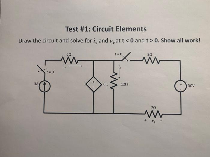[Solved]: Test #1: Circuit Elements Draw the circuit and s