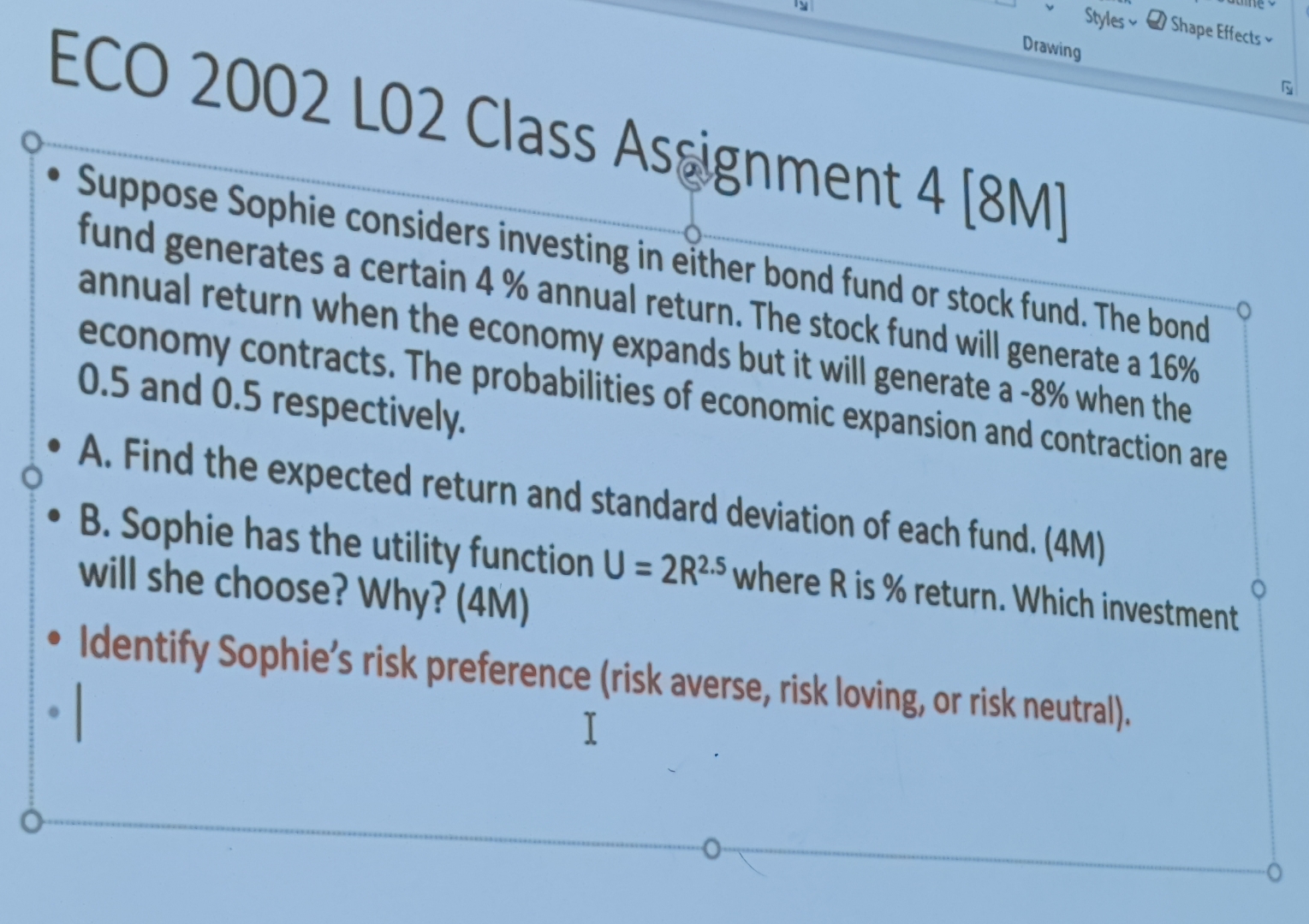 Solved ECO 2002StL02 ﻿Class Assignment 4 [8M]Suppose Sophie | Chegg.com