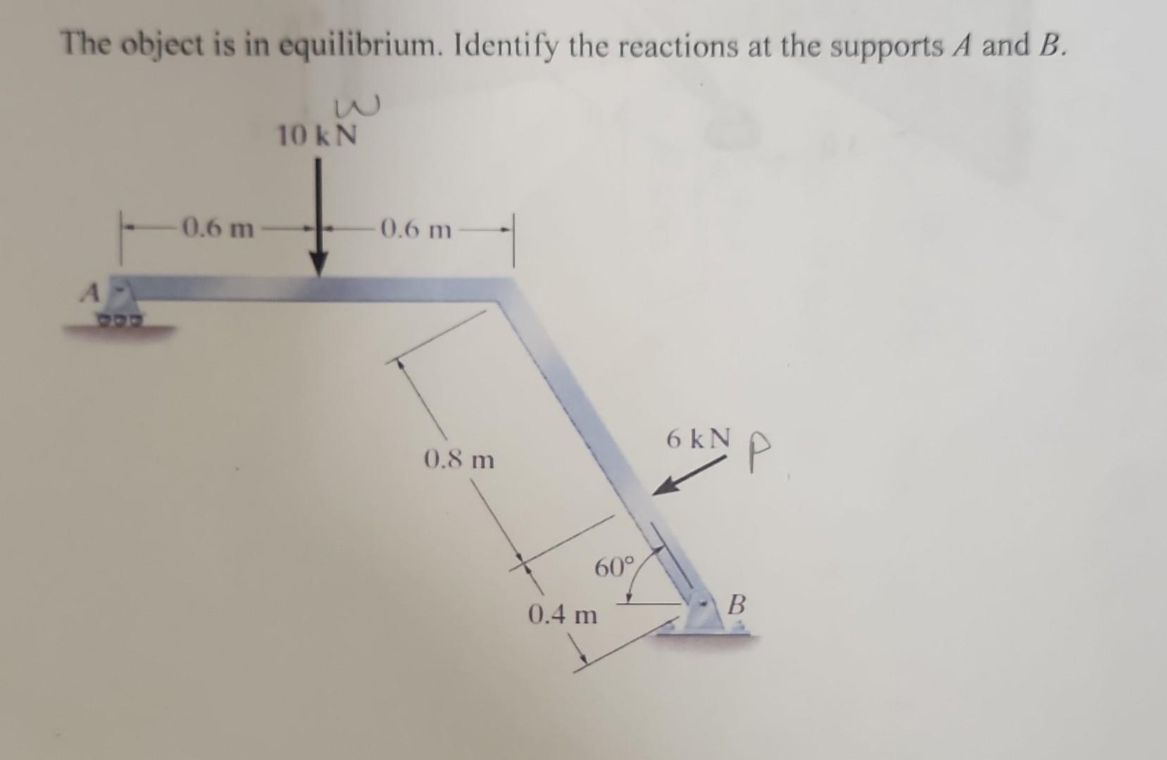 Solved The object is in equilibrium. Identify the reactions | Chegg.com