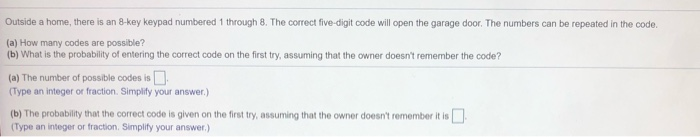 Solved Outside a home, there is an 8-key keypad numbered 1 | Chegg.com