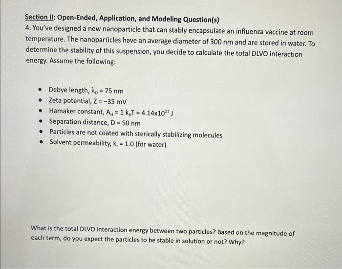 Solved Section II: Open-Ended, Application, and Modeling | Chegg.com