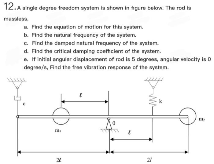 Solved 12. A single degree freedom system is shown in figure | Chegg.com