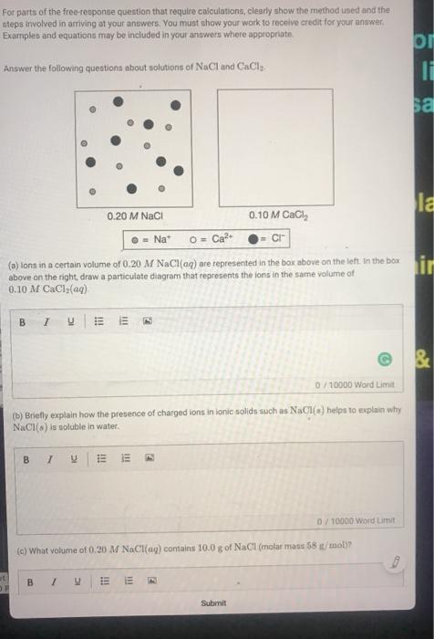 Solved For parts of the free-response question that require | Chegg.com