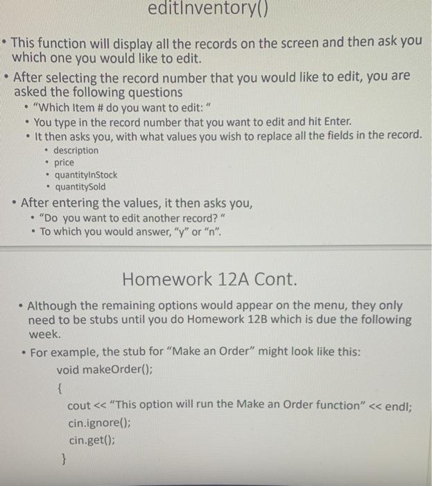 Solved Homework 12A . . • Create a struct called Item to | Chegg.com