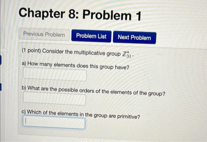 Solved Chapter 8: Problem 1 Previous Problem Problem List | Chegg.com
