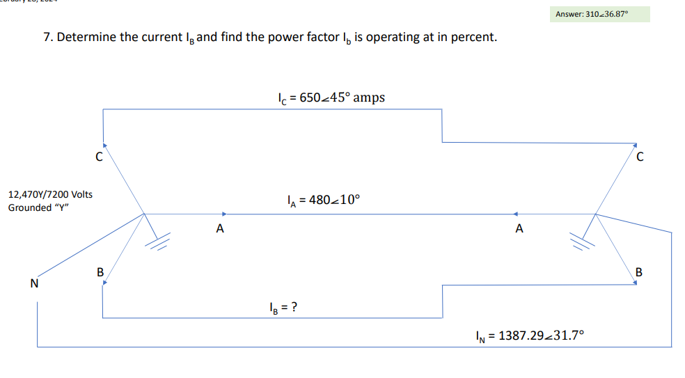 Solved Determine the current IB ﻿and find the power factor | Chegg.com