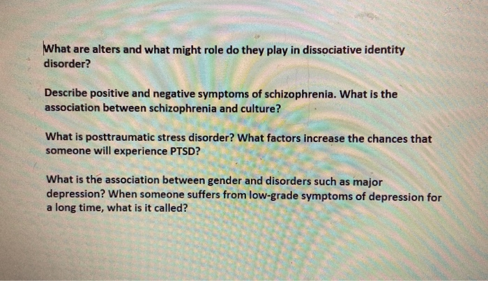 Solved What are alters and what might role do they play in | Chegg.com