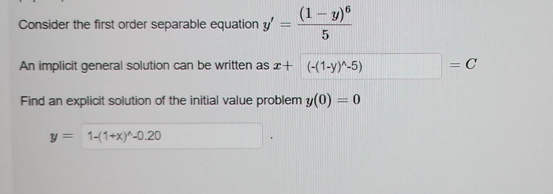 Solved Consider The First Order Separable Equation