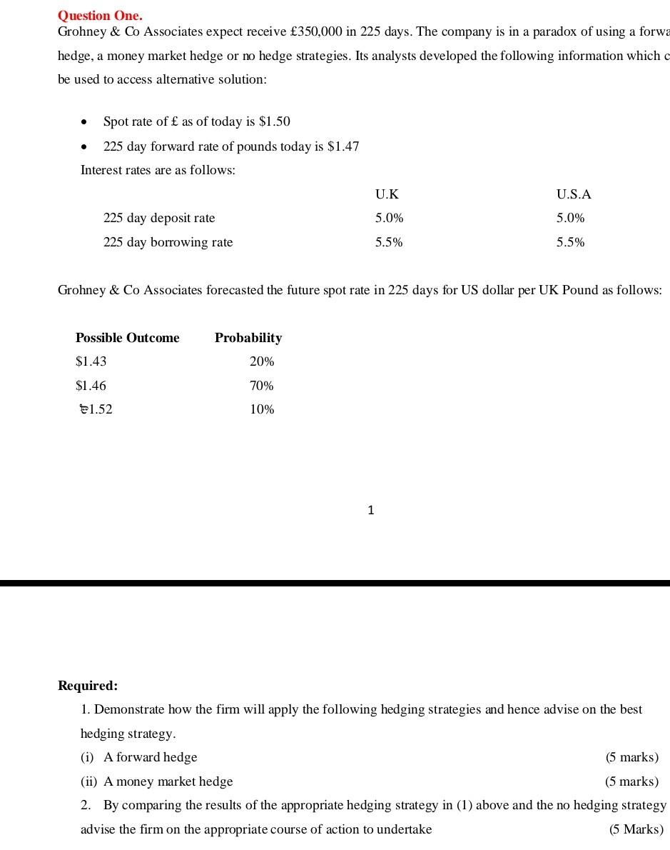 Solved Question One. Grohney \& Co Associates expect receive | Chegg.com