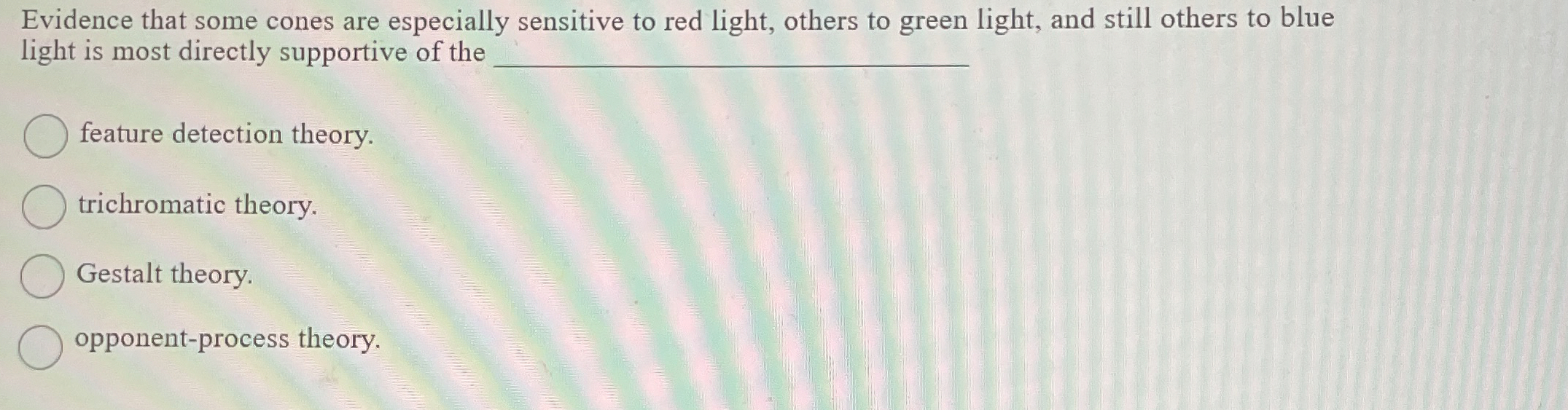 Solved Evidence that some cones are especially sensitive to | Chegg.com