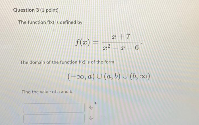 Solved The function f(x) is defined by f(x)=x2−x−6x+7. The | Chegg.com