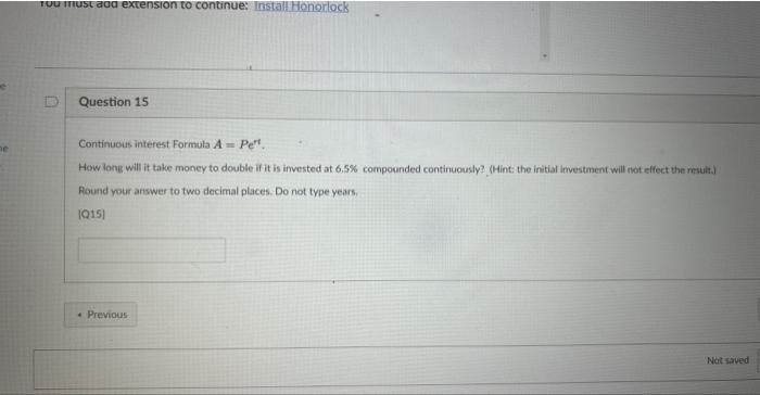 Solved Continuous interest Formula A=Pert. How long will it | Chegg.com