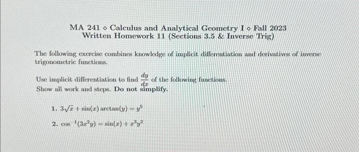 Solved MA 241⋄ Calculus and Analytical Geometry I ⊙ Fall | Chegg.com