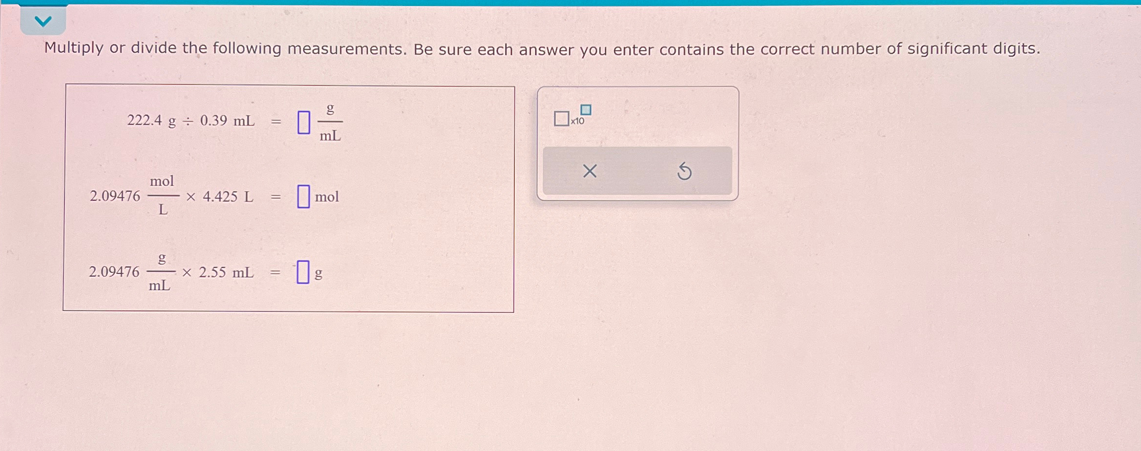 Solved Multiply or divide the following measurements. Be | Chegg.com