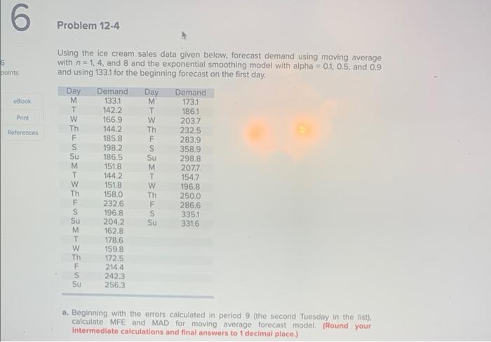 Using the ice cream sales data given below, forecast | Chegg.com