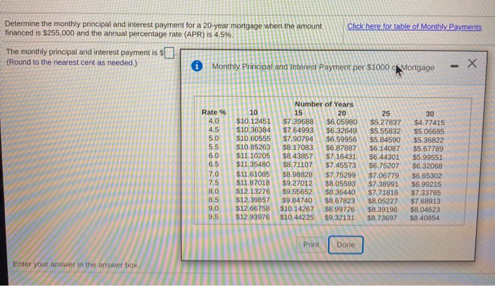 Solved Determine the monthly principal and interest payment | Chegg.com