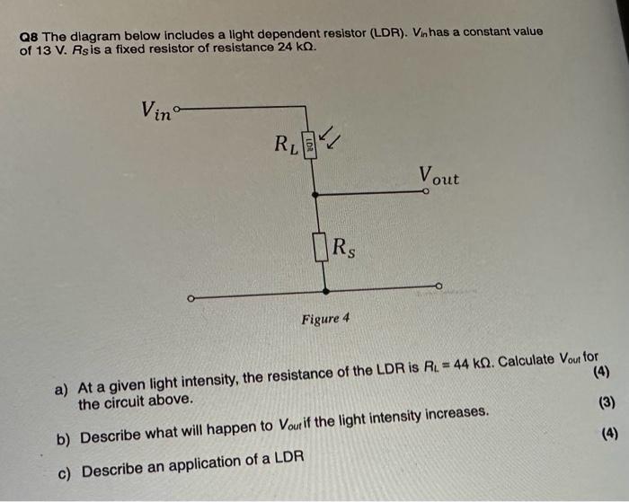 Solved Q8 The diagram below includes a light dependent | Chegg.com