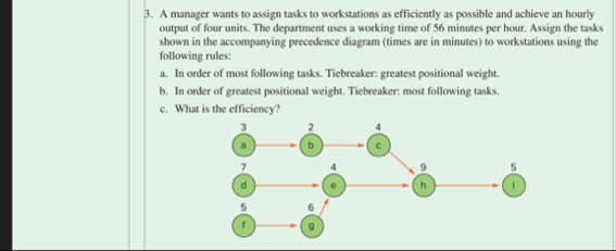 A manager wants to assign tasks to workstations as | Chegg.com