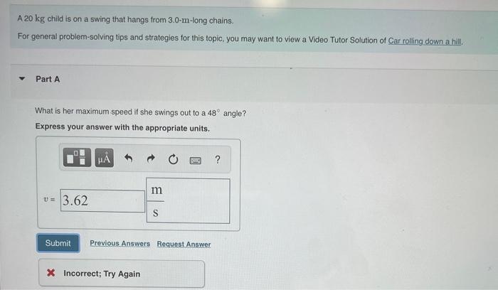 Solved A 20 kg child is on a 5wing that hangs from | Chegg.com