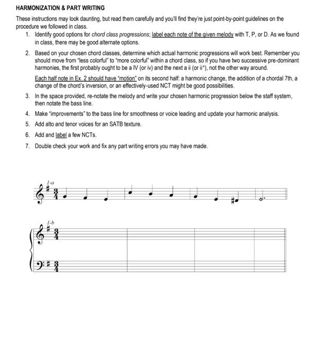 HARMONIZATION \& PART WRITING These instructions may | Chegg.com