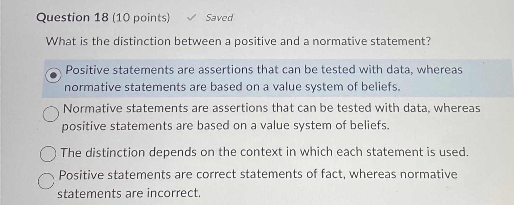 Solved Question 18 (10 ﻿points)SavedWhat is the distinction | Chegg.com