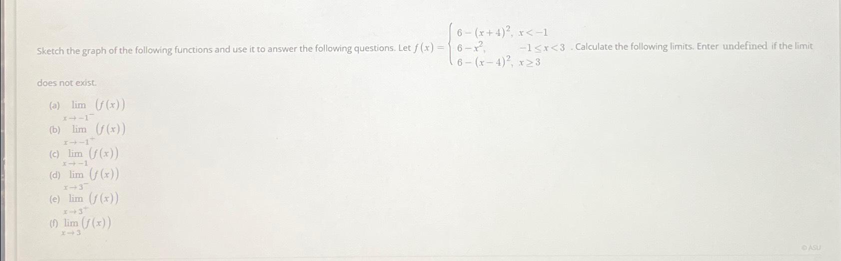 Solved Sketch the graph of the following functions and use | Chegg.com