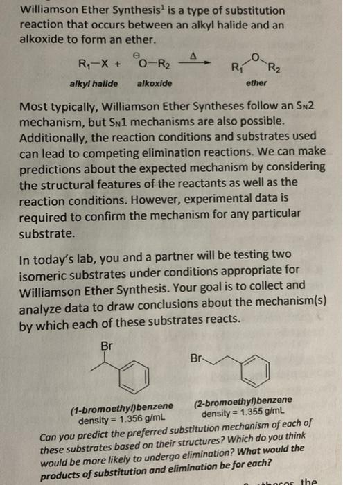 Solved What is the balanced Williamson ether synthesis for | Chegg.com