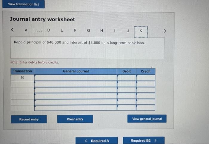 Solved Journal entry worksheet Repaid princlpal of $40,000 | Chegg.com