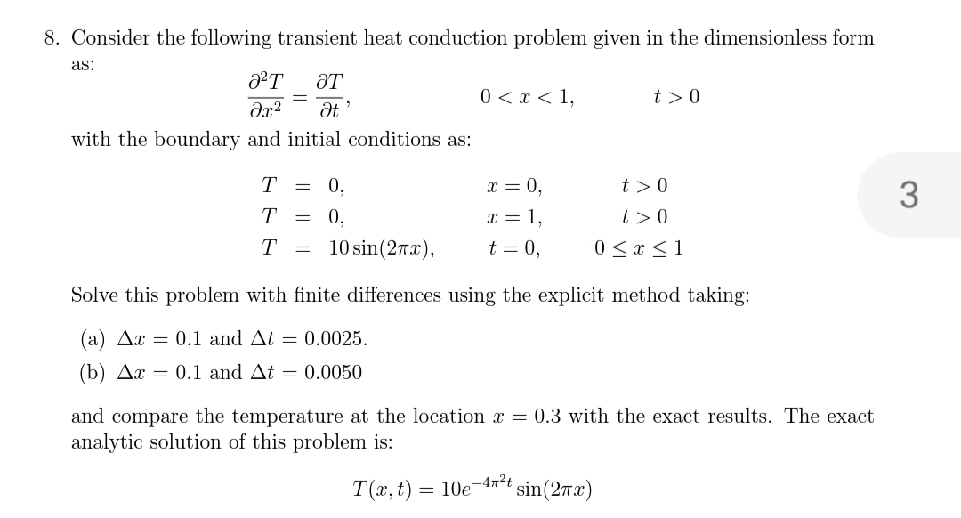Solved Consider the following transient heat conduction | Chegg.com