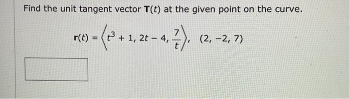 Solved Find the unit tangent vector T(t) at the given point | Chegg.com