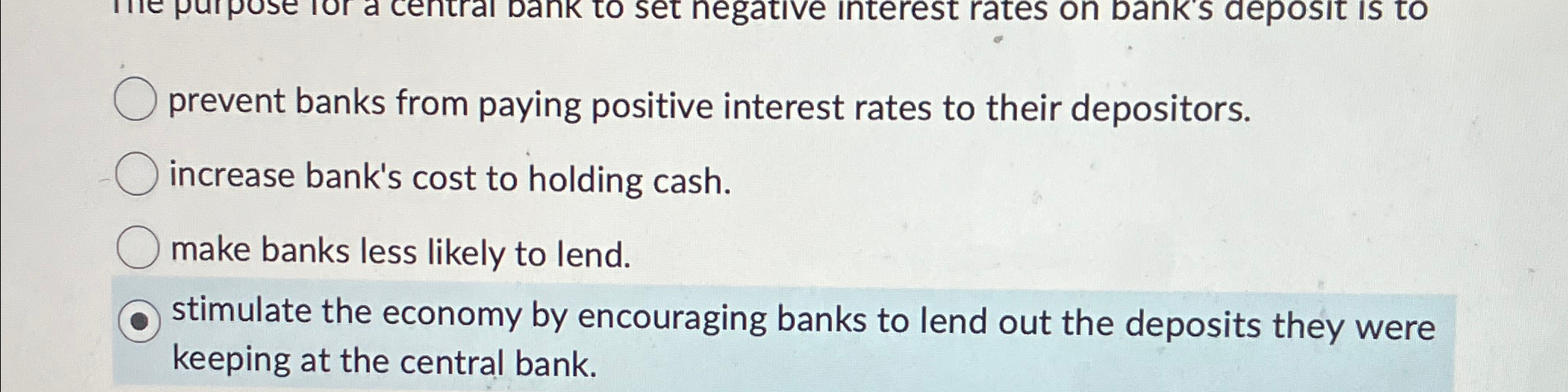 Solved prevent banks from paying positive interest rates to | Chegg.com