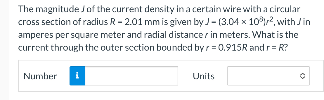 Solved The magnitude J ﻿of the current density in a certain | Chegg.com
