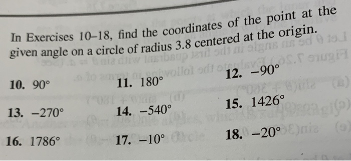 Solved given angle on a circle of radius - Exercises 10–18, | Chegg.com