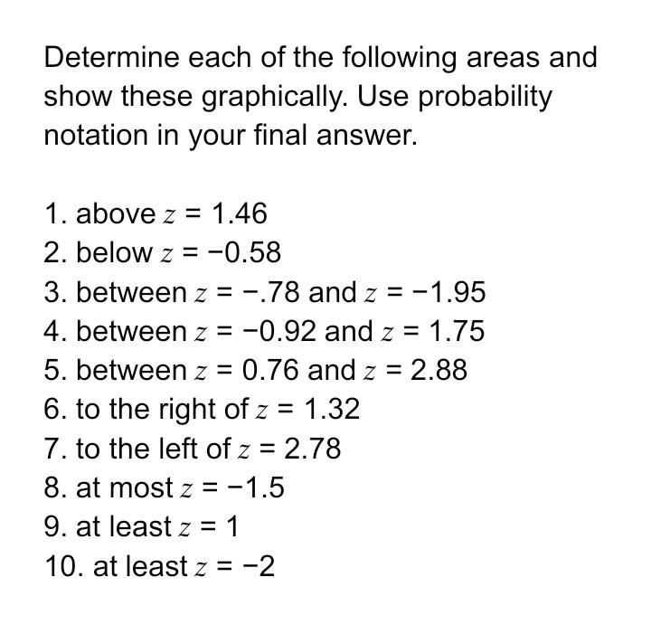 Solved Determine each of the following areas and show these | Chegg.com