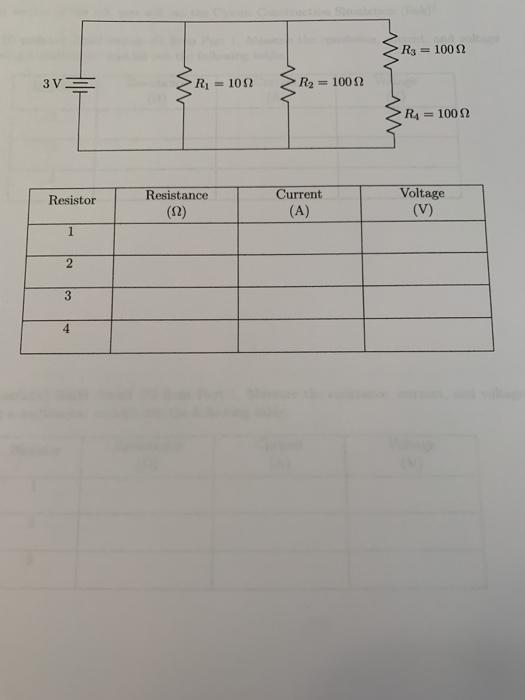 Solved R3 = 1002 3V Hill R =1092 R2 = 100 12 R4 = 1002 | Chegg.com