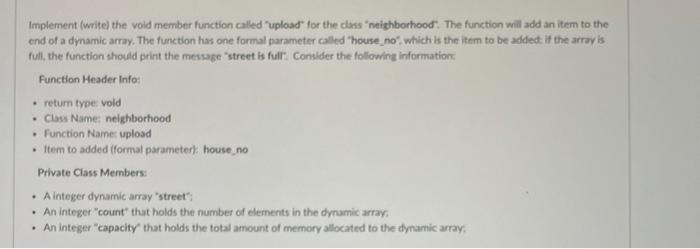 Solved Implement (write the void member function called | Chegg.com