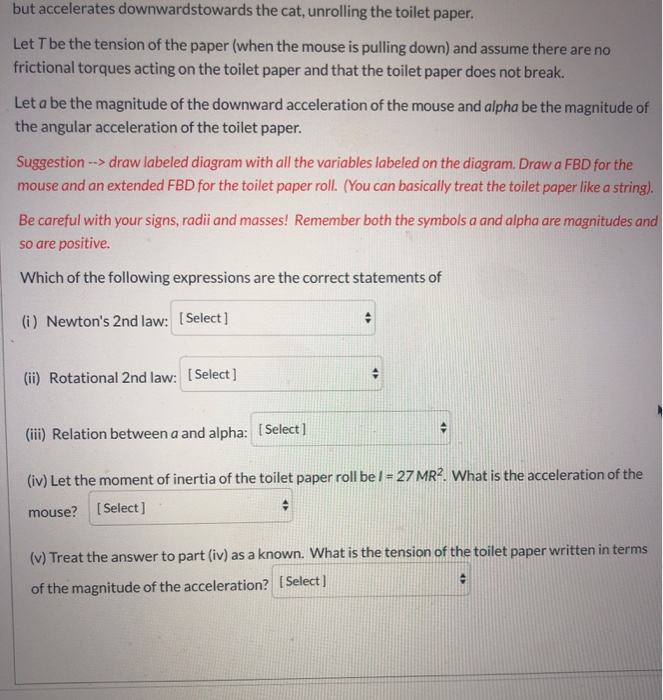 Solved A roll of toilet paper has a moment of inertia l | Chegg.com
