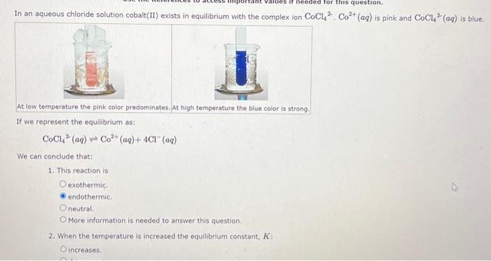 In an aqueous chloride solution cobalt(II) exists in | Chegg.com