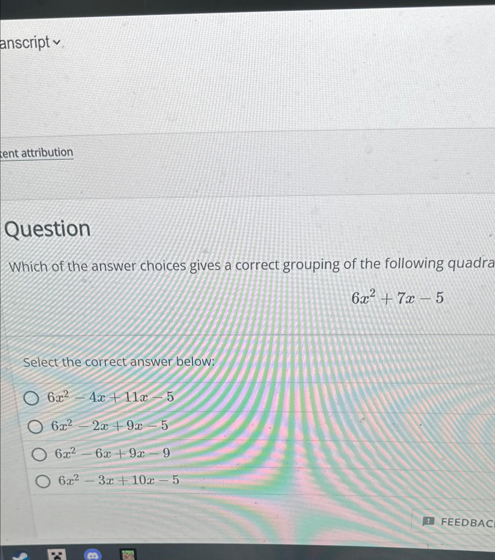 Solved QuestionWhich of the answer choices gives a correct | Chegg.com